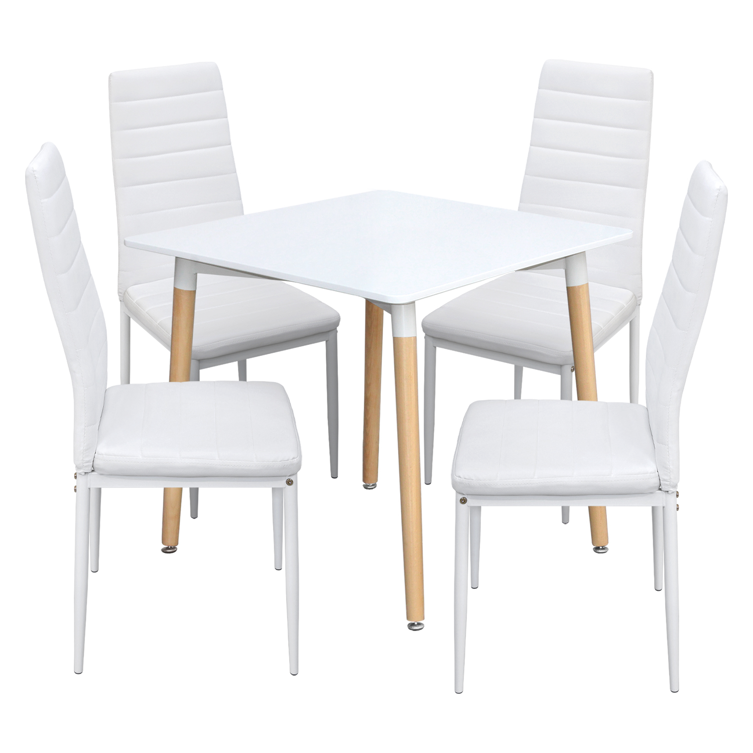 Étkezőasztal ONE 80x80 fehér + 4 szék SIGMA fehér - IDEA bútor