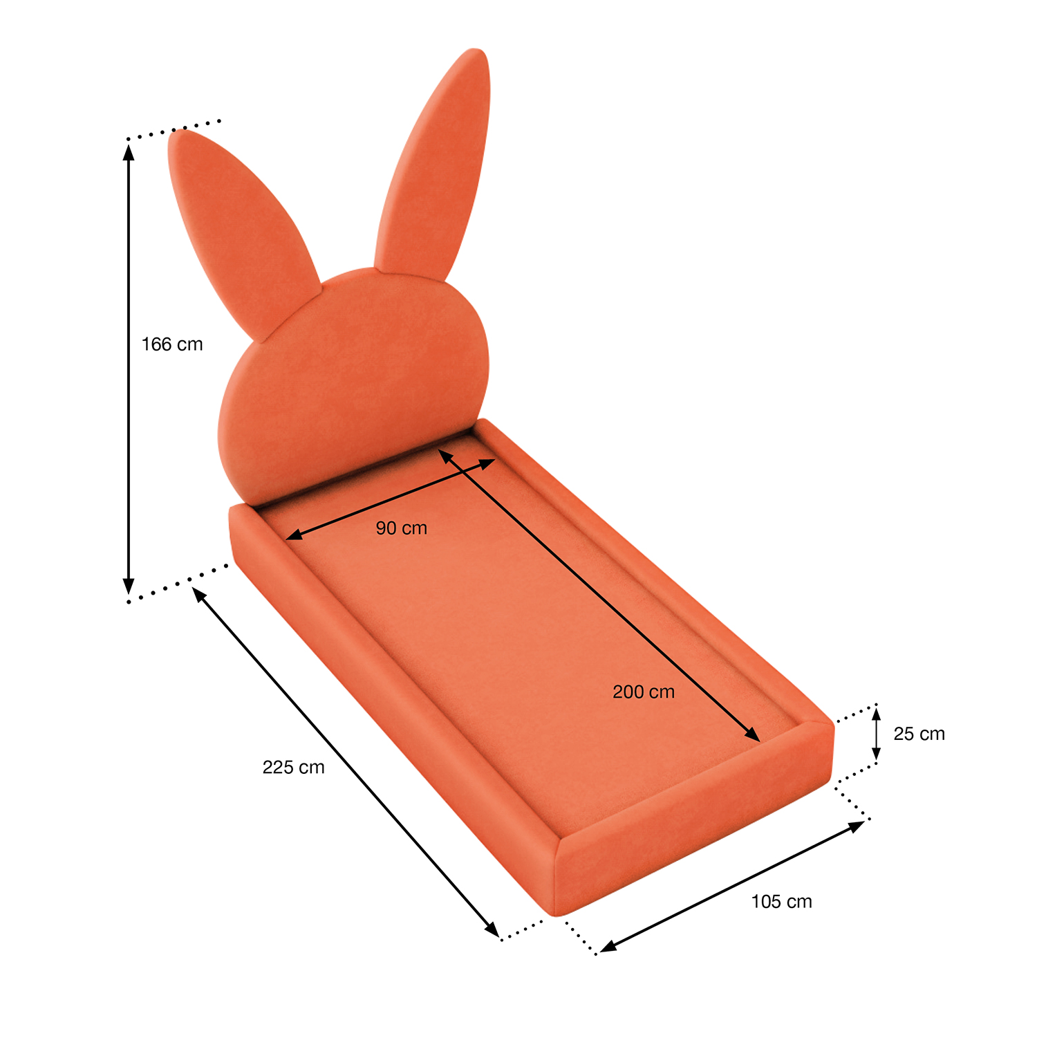 Čalouněná postel KRÁLÍK oranžová - IDEA Nábytek